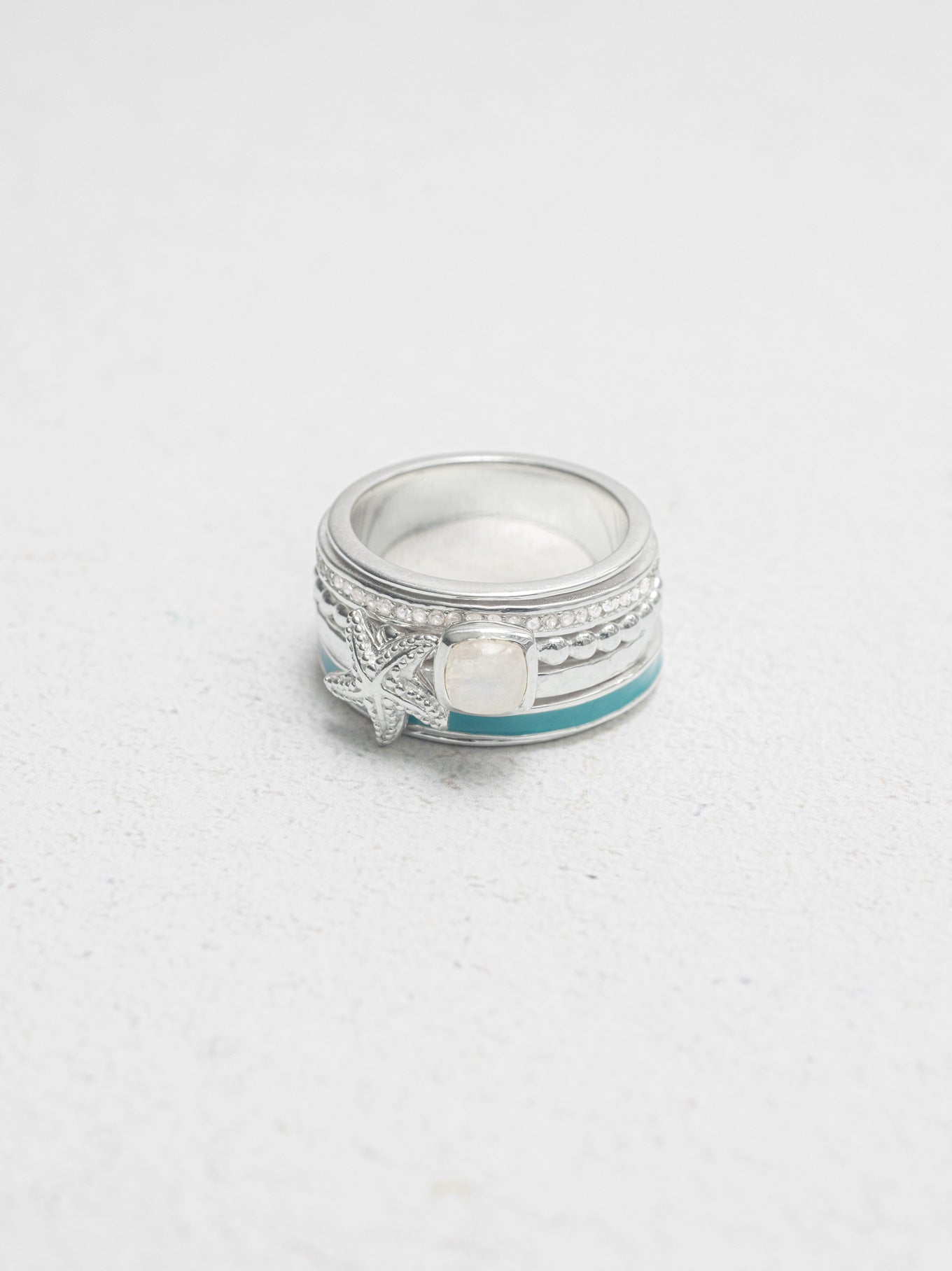 Seashore Multistack Ring – Moonstone Glow & Golden Glam – Holly Yashi