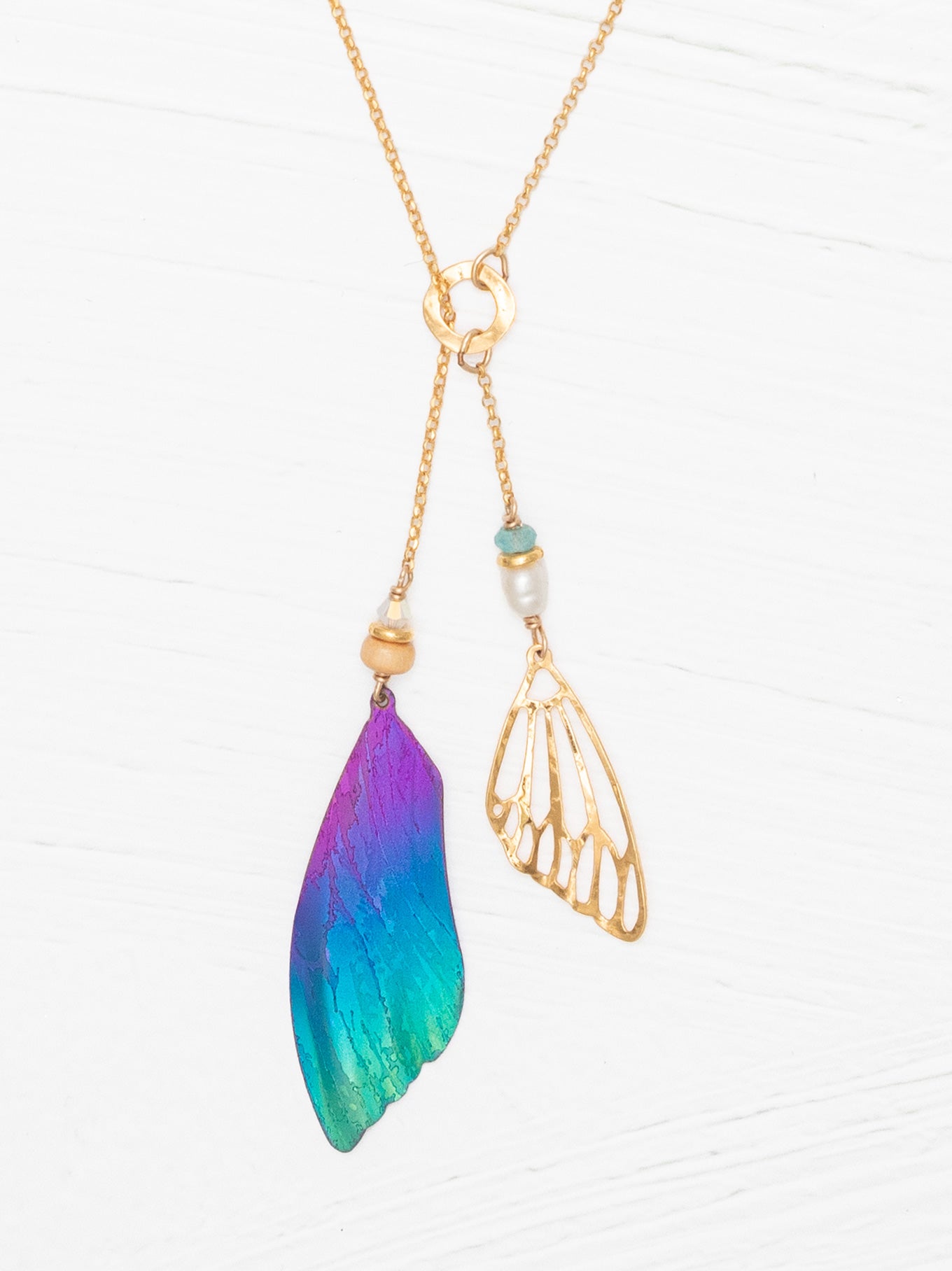 Flutterby Lariat Necklace - Butterfly wings lariat necklace with ...