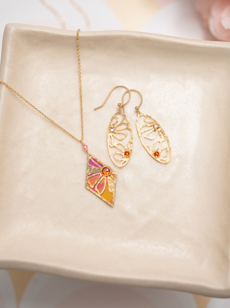 Zoe Earrings: Simply elegant floral earrings. Precious metal; colorful ...